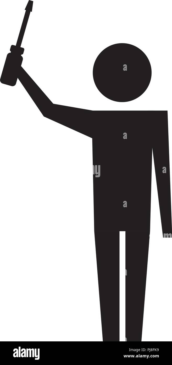 man pictogram holding screwdriver tool object Stock Vector Image & Art ...