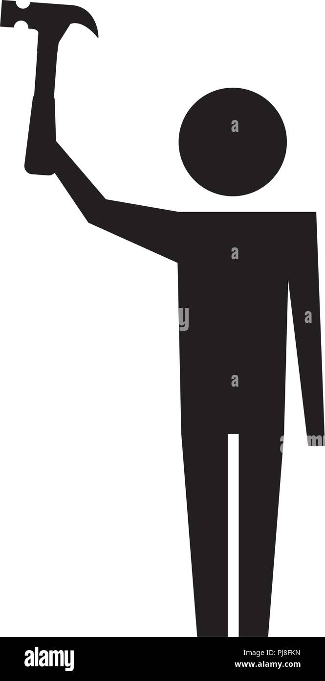 man pictogram holding hammer tool repair Stock Vector Image & Art - Alamy