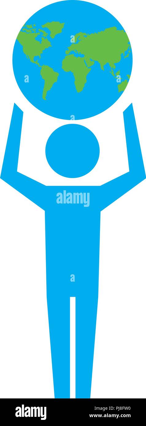 man pictogram holding world map Stock Vector Image & Art - Alamy