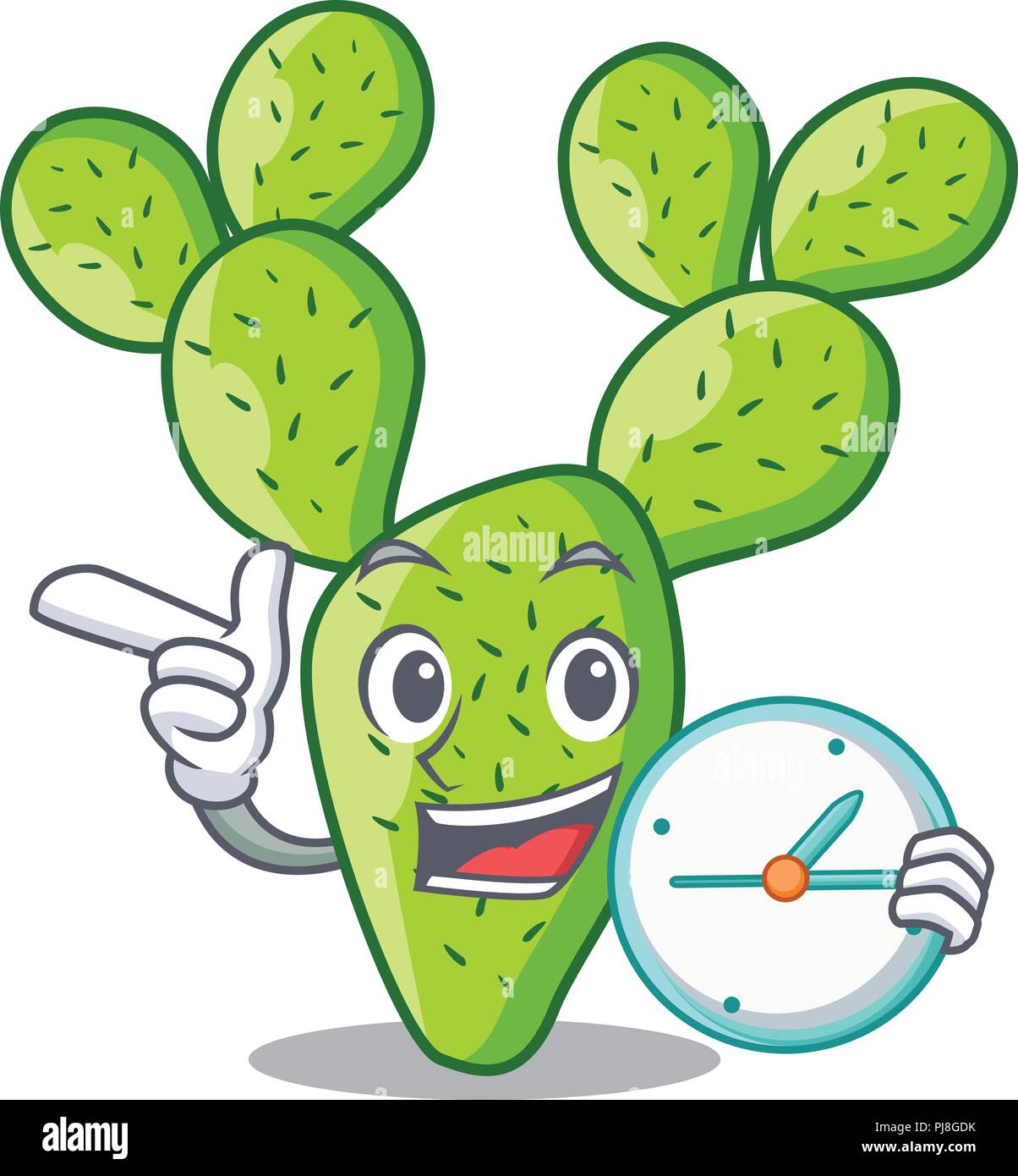 With clock cartoon opuntia cactus in the desert Stock Vector Image ...