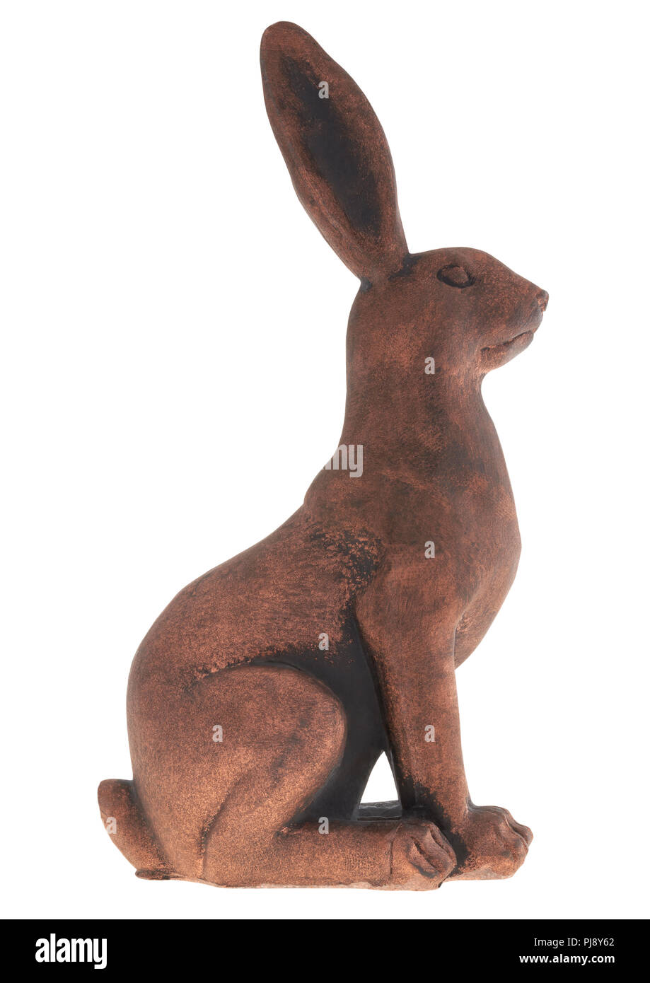 Hare figurine on white background Stock Photo - Alamy