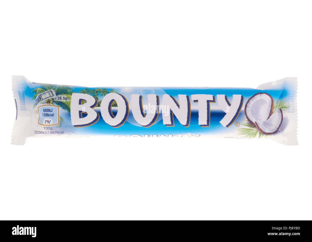 Bounty chocolate bar on white background Stock Photo - Alamy