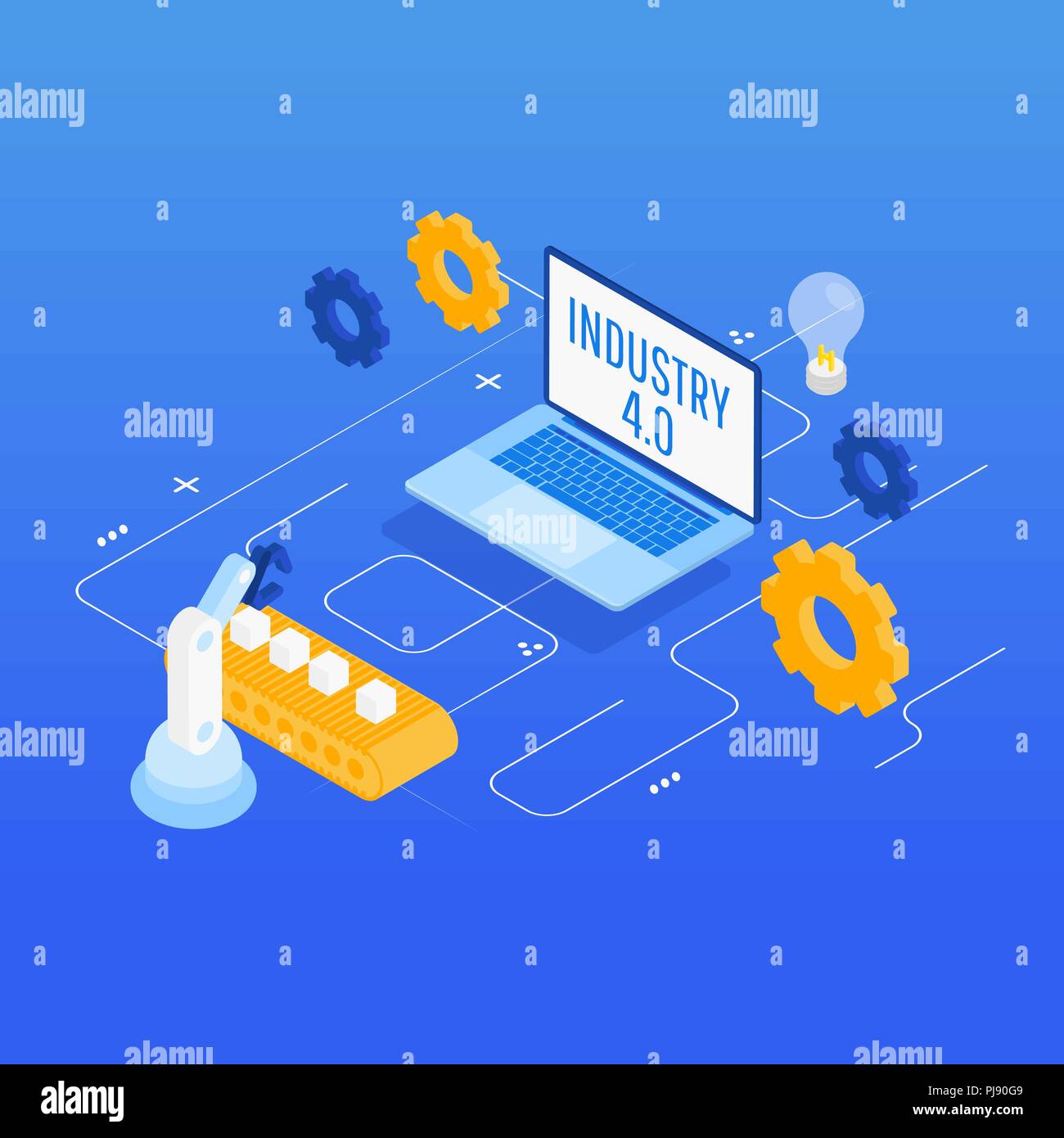 Isometric Factory automation, Industry 4.0, Internet of Things, Vector ...