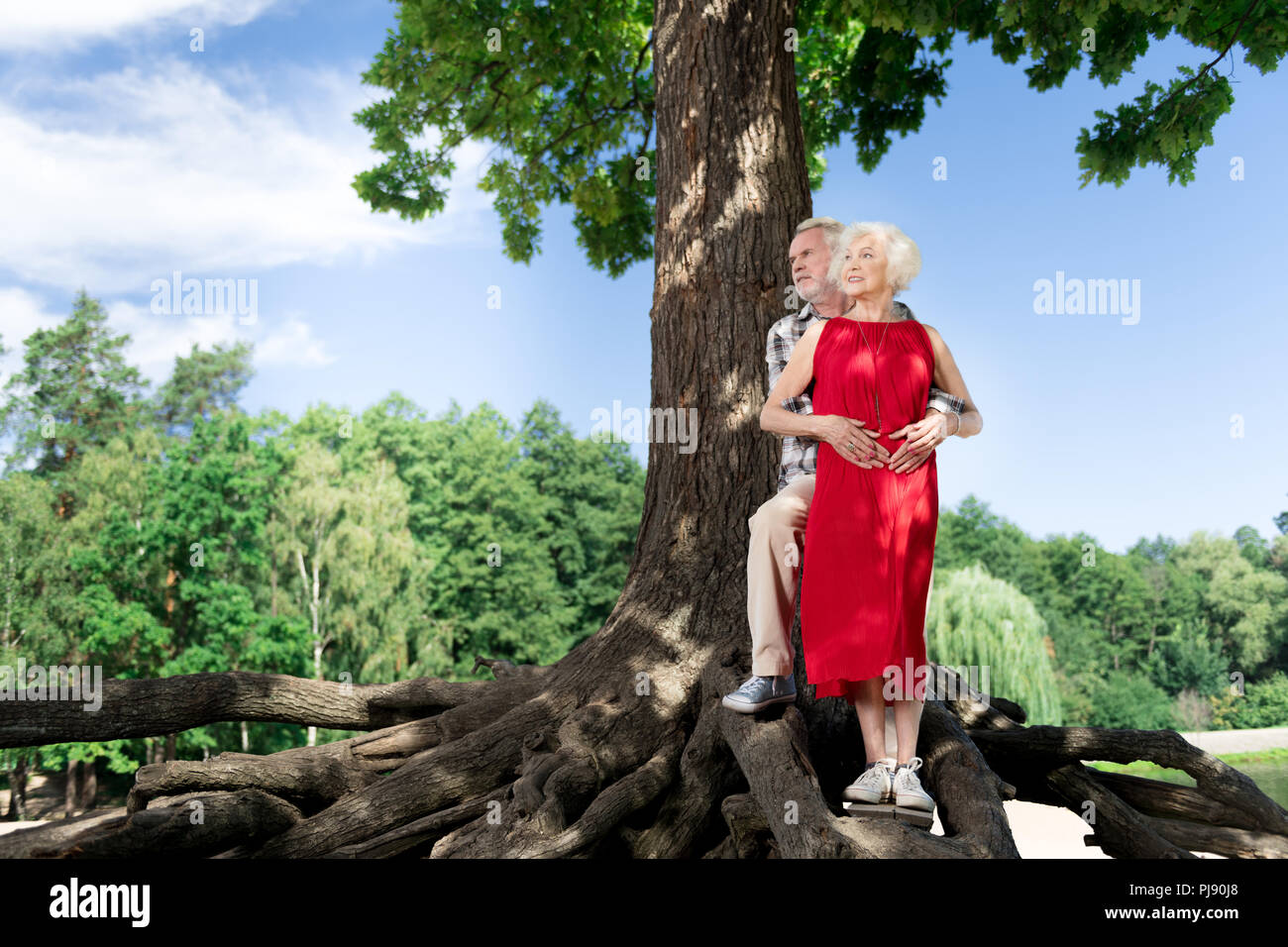 Stylish aged couple having very romantic date in nature Stock Photo - Alamy