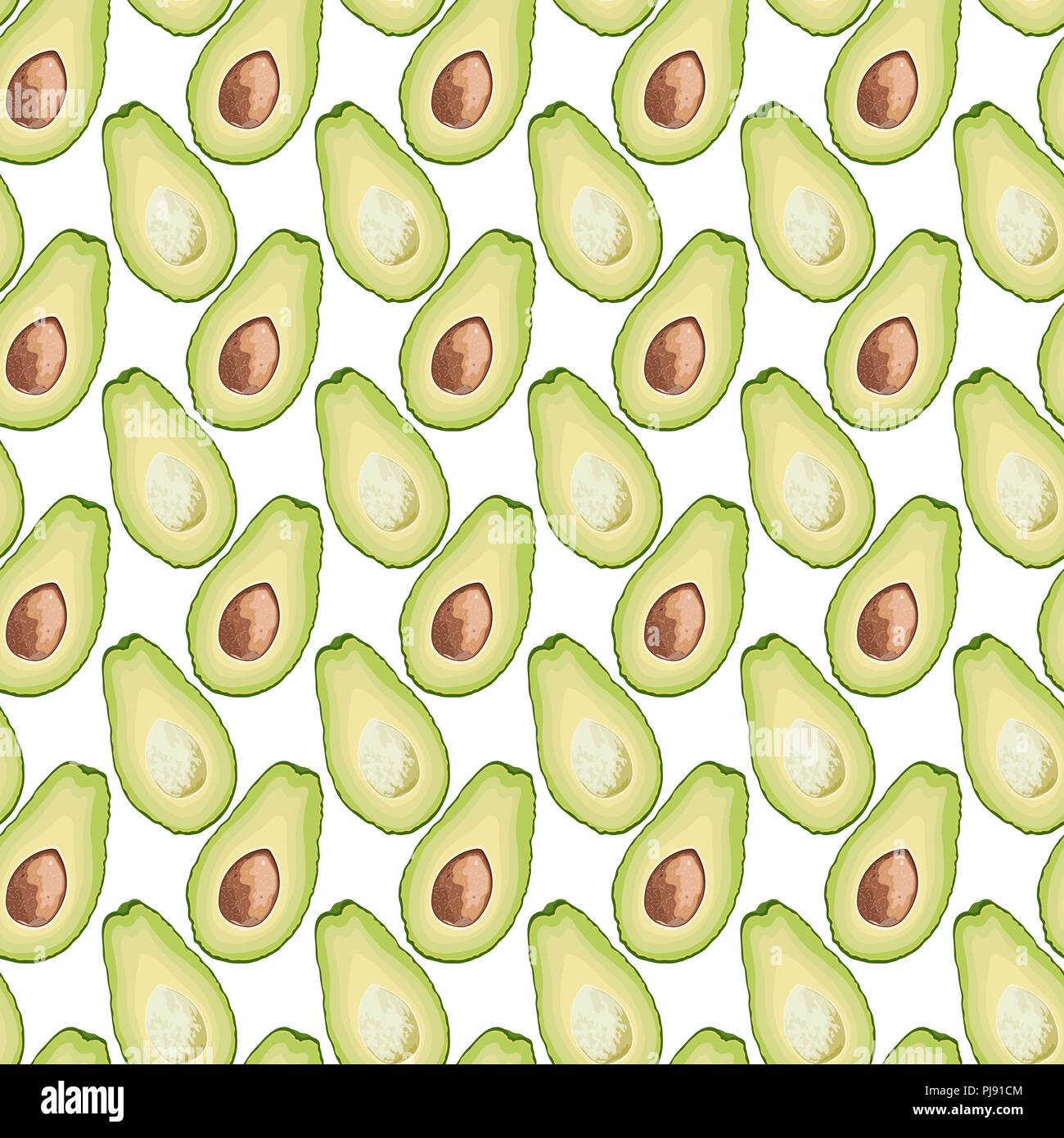 Vector seamless pattern of avocado slice on white background. Avocado ...