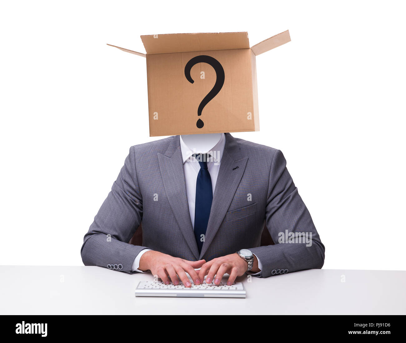 Businessman asking questions in business concept Stock Photo - Alamy
