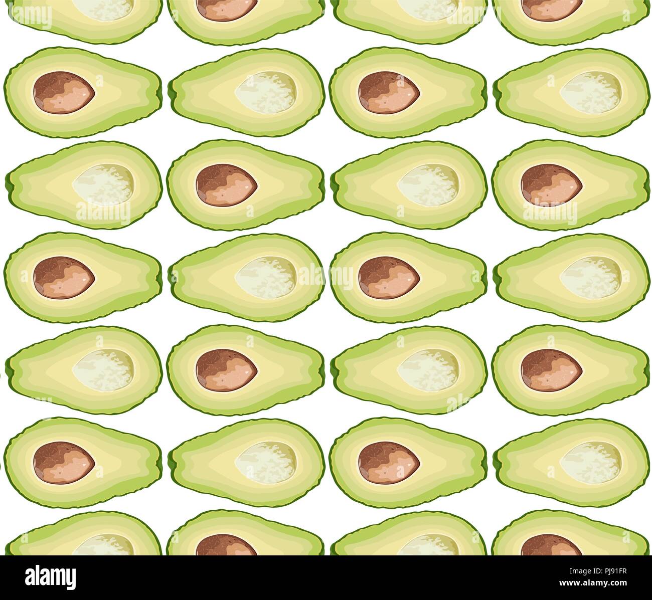 Vector seamless pattern of avocado slice on white background. Avocado ...