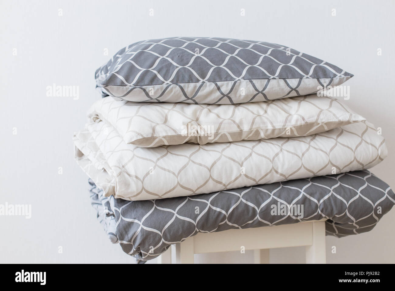 Two bedding sets in grey and beige, cool for two children, for siblings ...