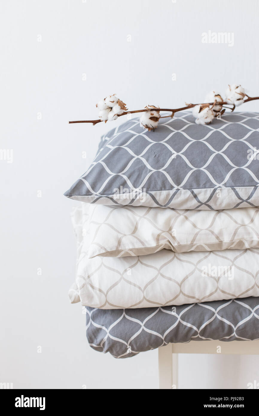 Two bedding sets in grey and beige, cool for two children, for siblings ...