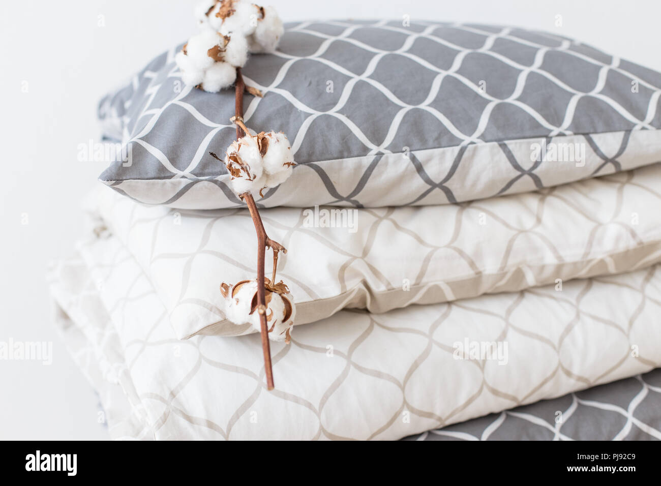 Two bedding sets in grey and beige, cool for two children, for siblings ...