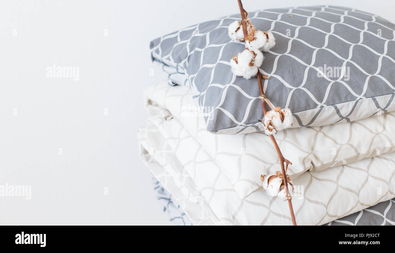 Two bedding sets in grey and beige, cool for two children, for siblings ...