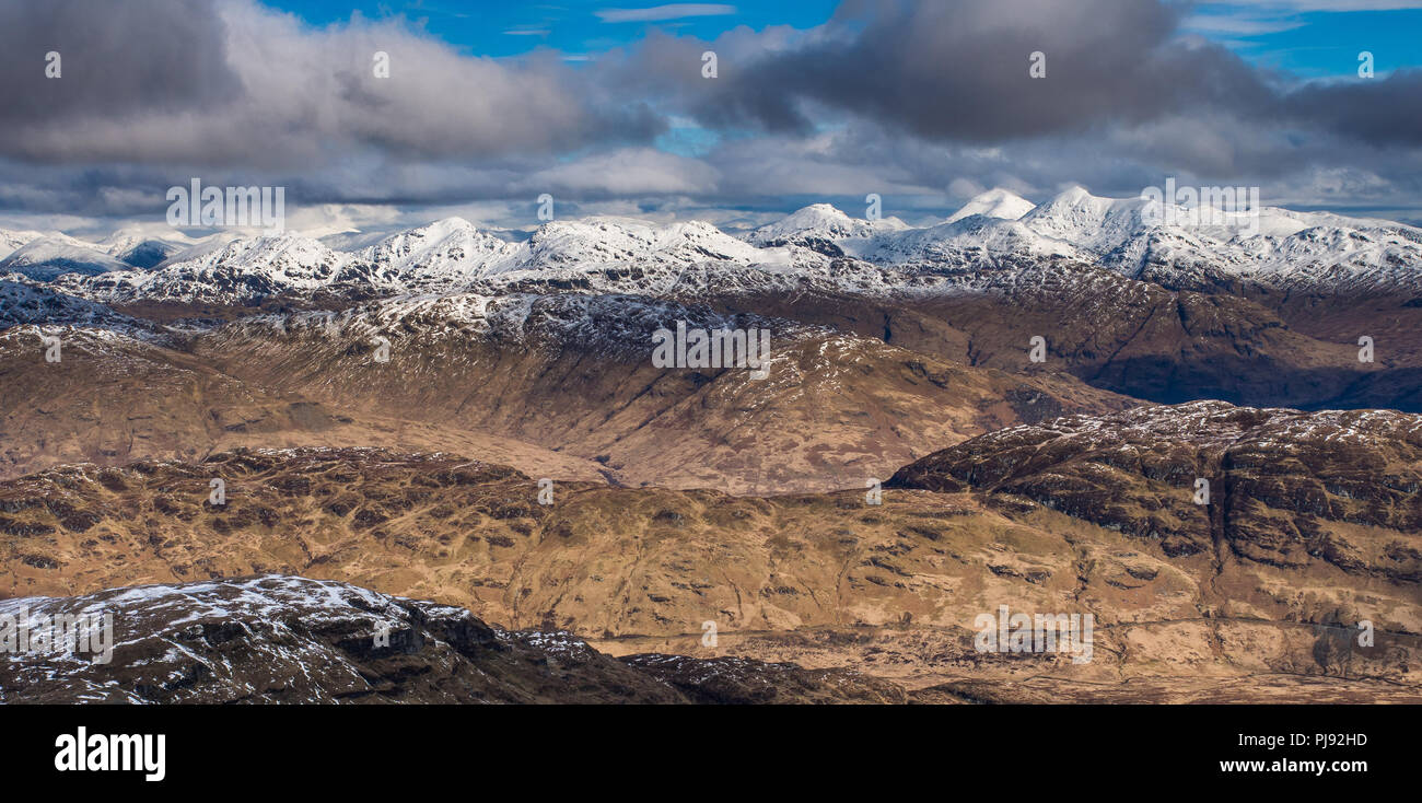 On the summit of Ben Lomond looking north towards Ben More and the ...