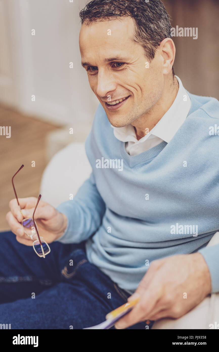 Happy nice man resting from work Stock Photo - Alamy