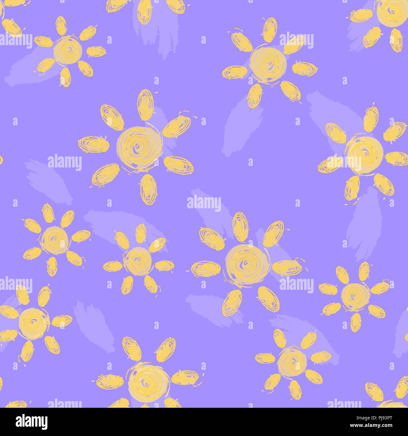 Sun seamless pattern background. flat vector illustration. Sun with ray ...