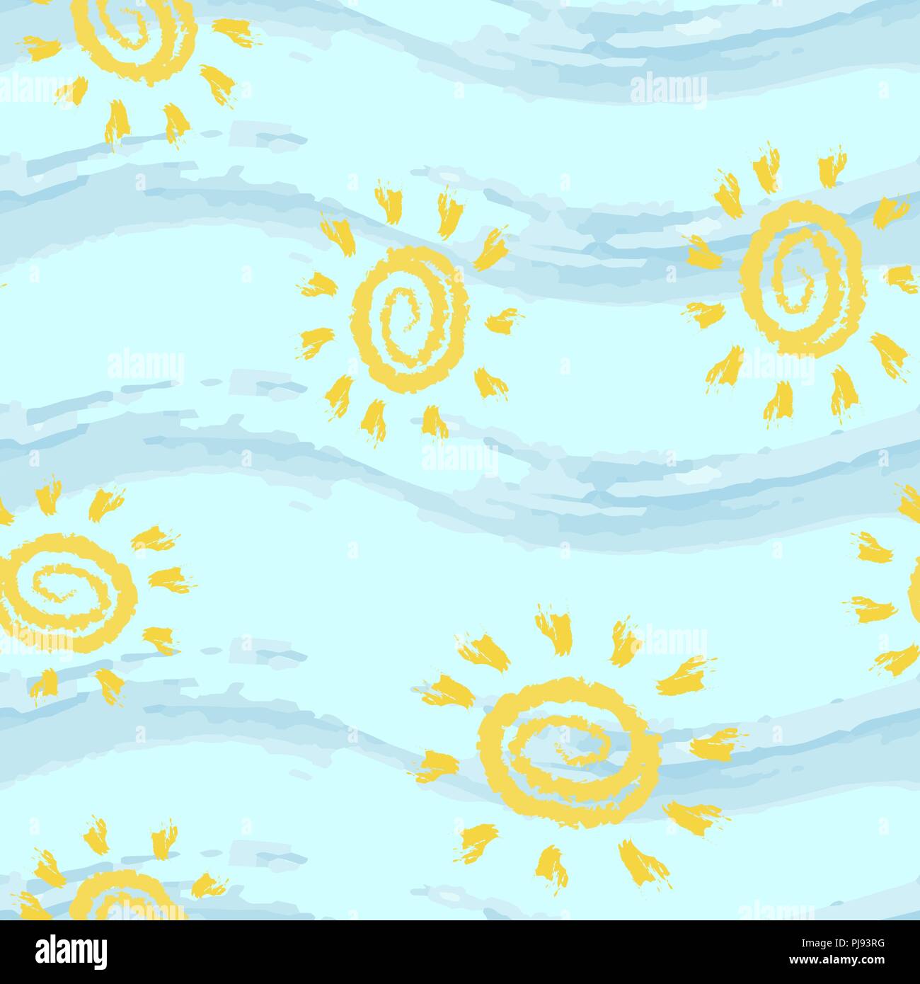 Sun seamless pattern background. flat vector illustration. Sun with ray ...