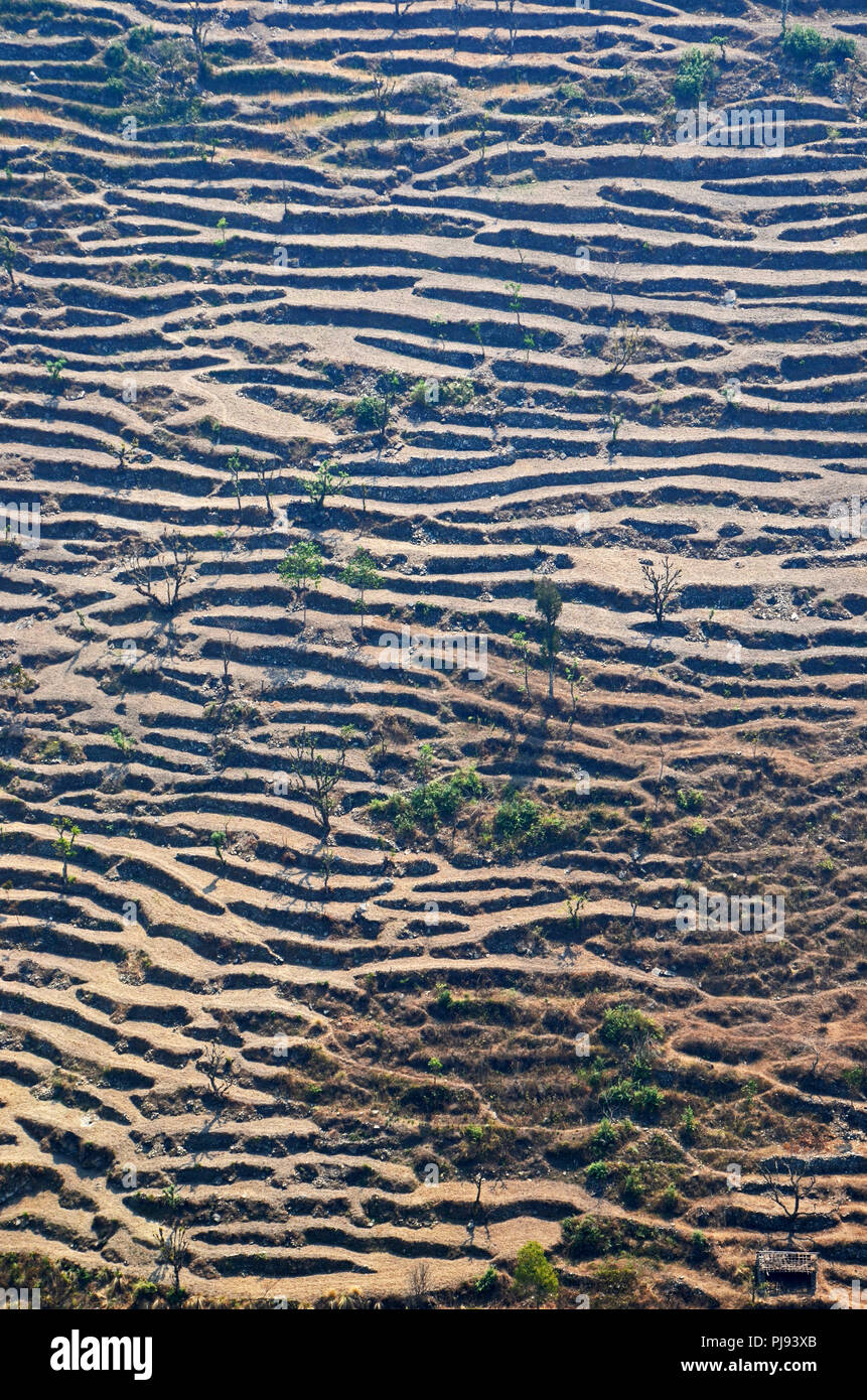 Hillside village and terraced fields hi-res stock photography and ...