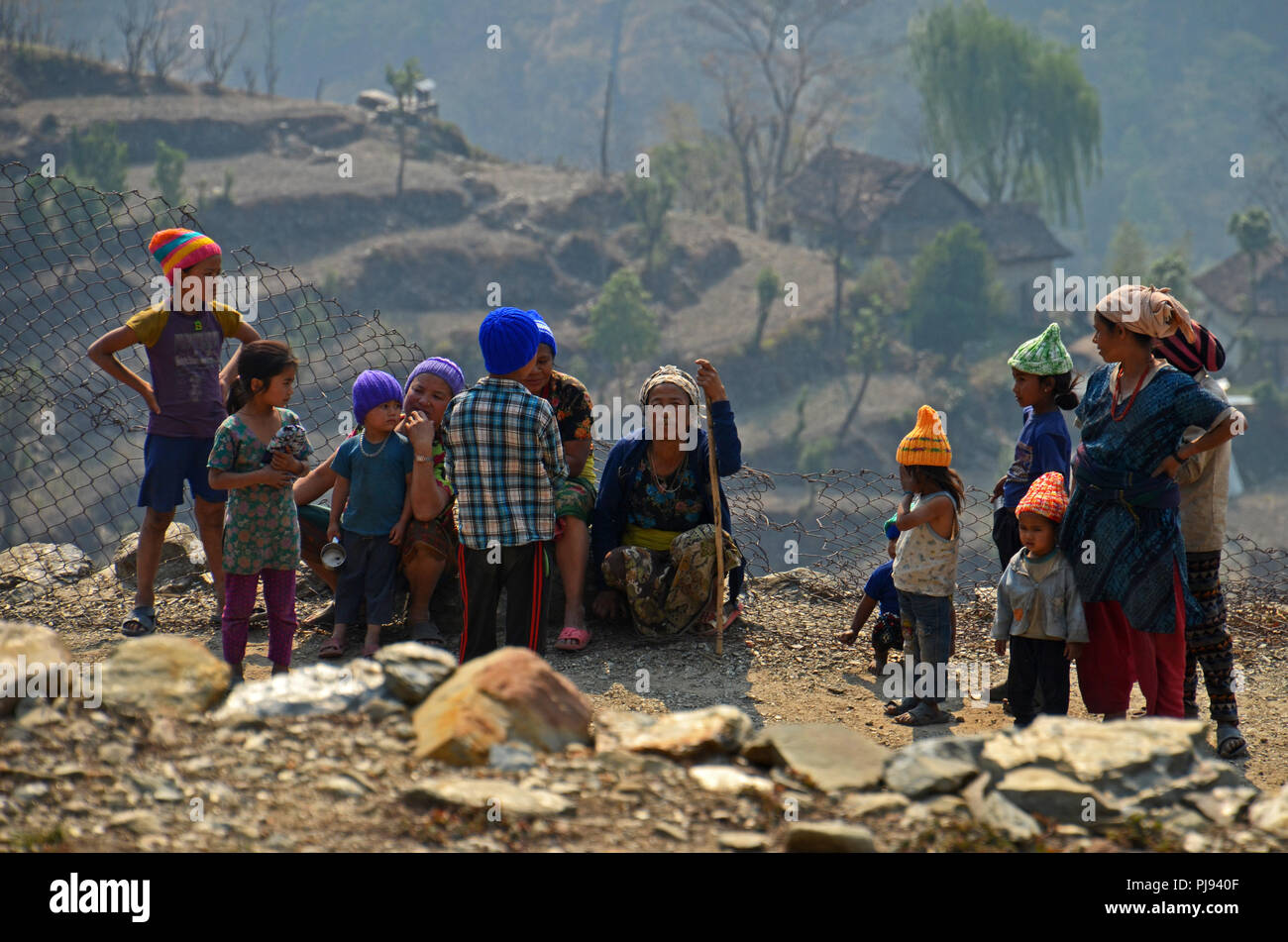 A group of Dalit (untouchable) people in the village of Tamakhani ...