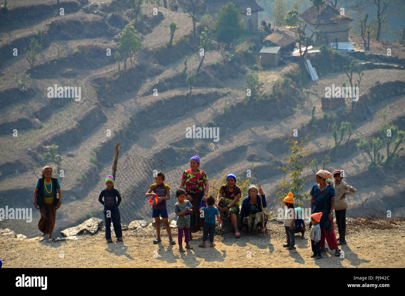 A group of Dalit (untouchable) people in the village of Tamakhani ...