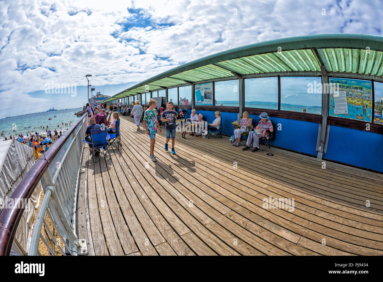 People on Bournemouth Pier and beach at Bournemouth Air Festival ...