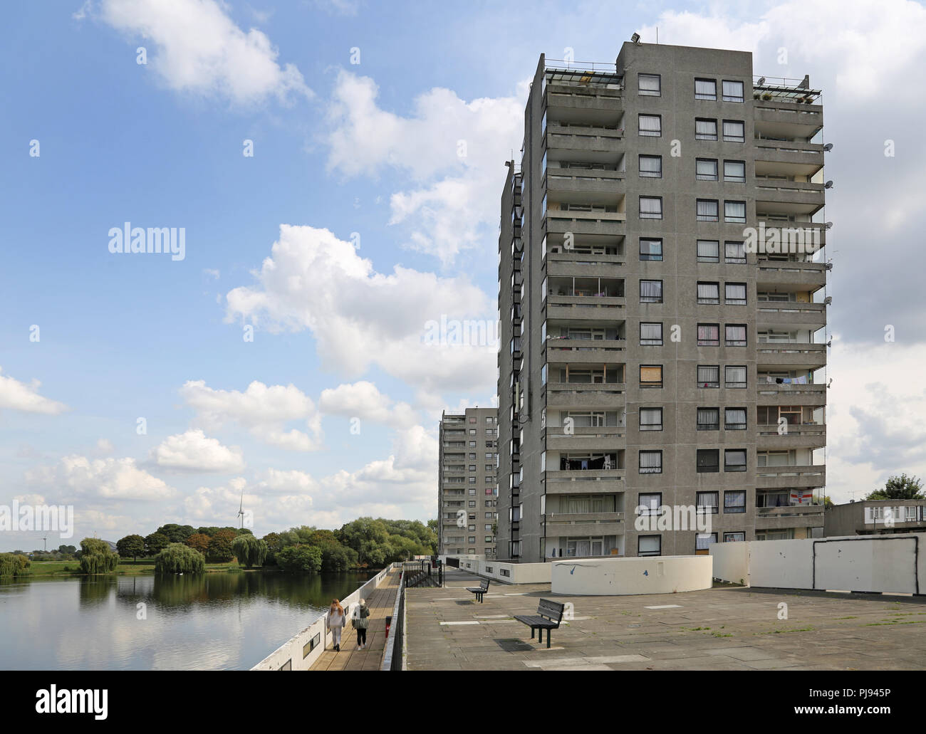 High-rise housing at Thamesmead, southeast London, the famous 1960s ...