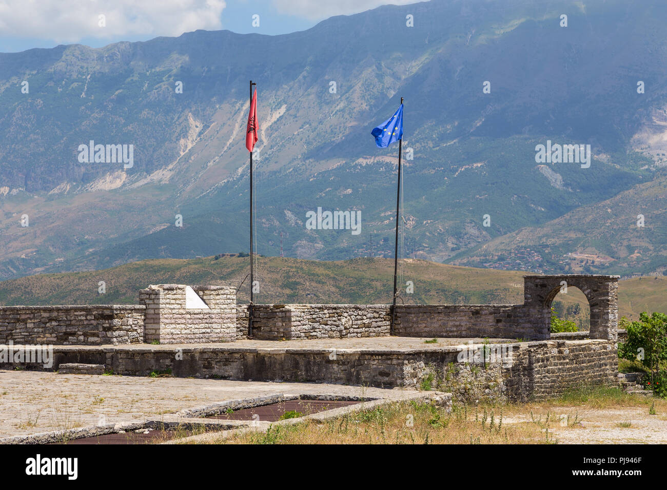 Gjirokaster Albania- 28 June 2014: Gjirokaster castle, UNESCO World ...