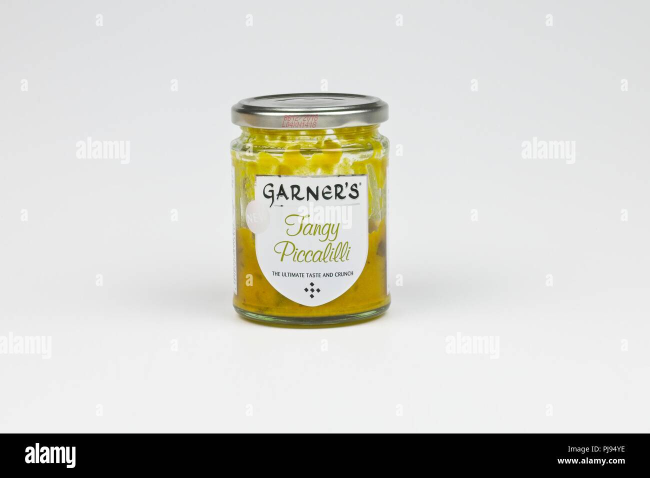 Jar of Garners tangy piccalilli Stock Photo - Alamy