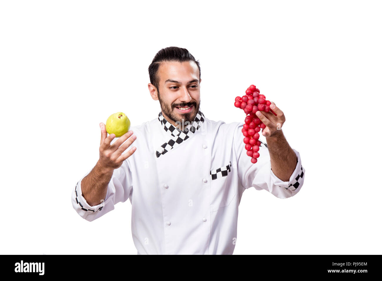 Funny male cook isolated on the white background Stock Photo - Alamy
