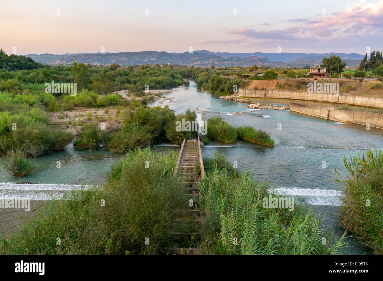 Alfios (Alfeios) river water dam near Alfiousa (Alfeiousa), Peloponnese ...