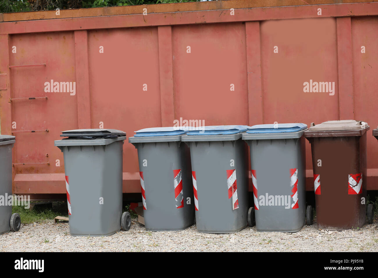 many containers for recycling waste to properly dispose of all waste in ...