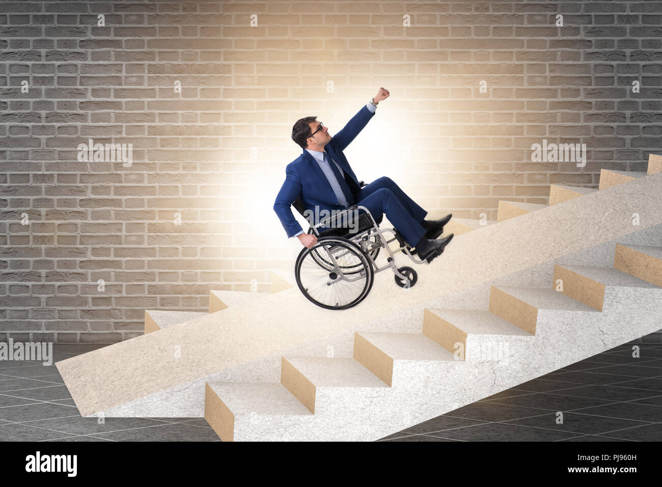 Wheelchair stairs inaccessible handicapped accessibility hi-res stock ...