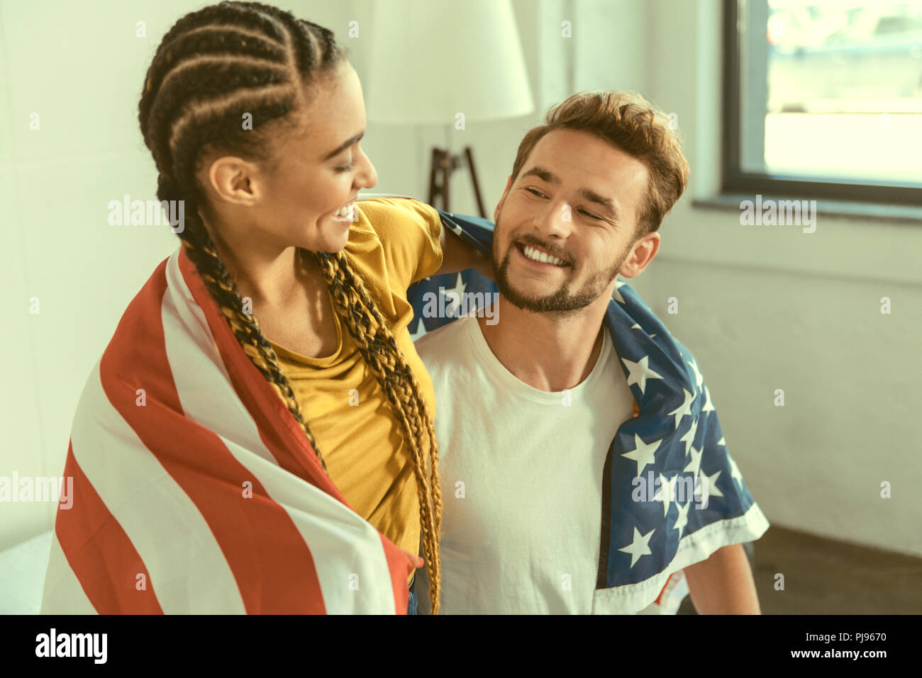 Boy talking flag hi-res stock photography and images - Alamy