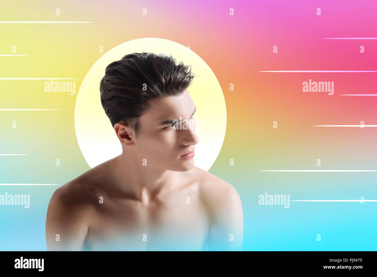 Sad man looking into the distance and feeling lonely Stock Photo - Alamy