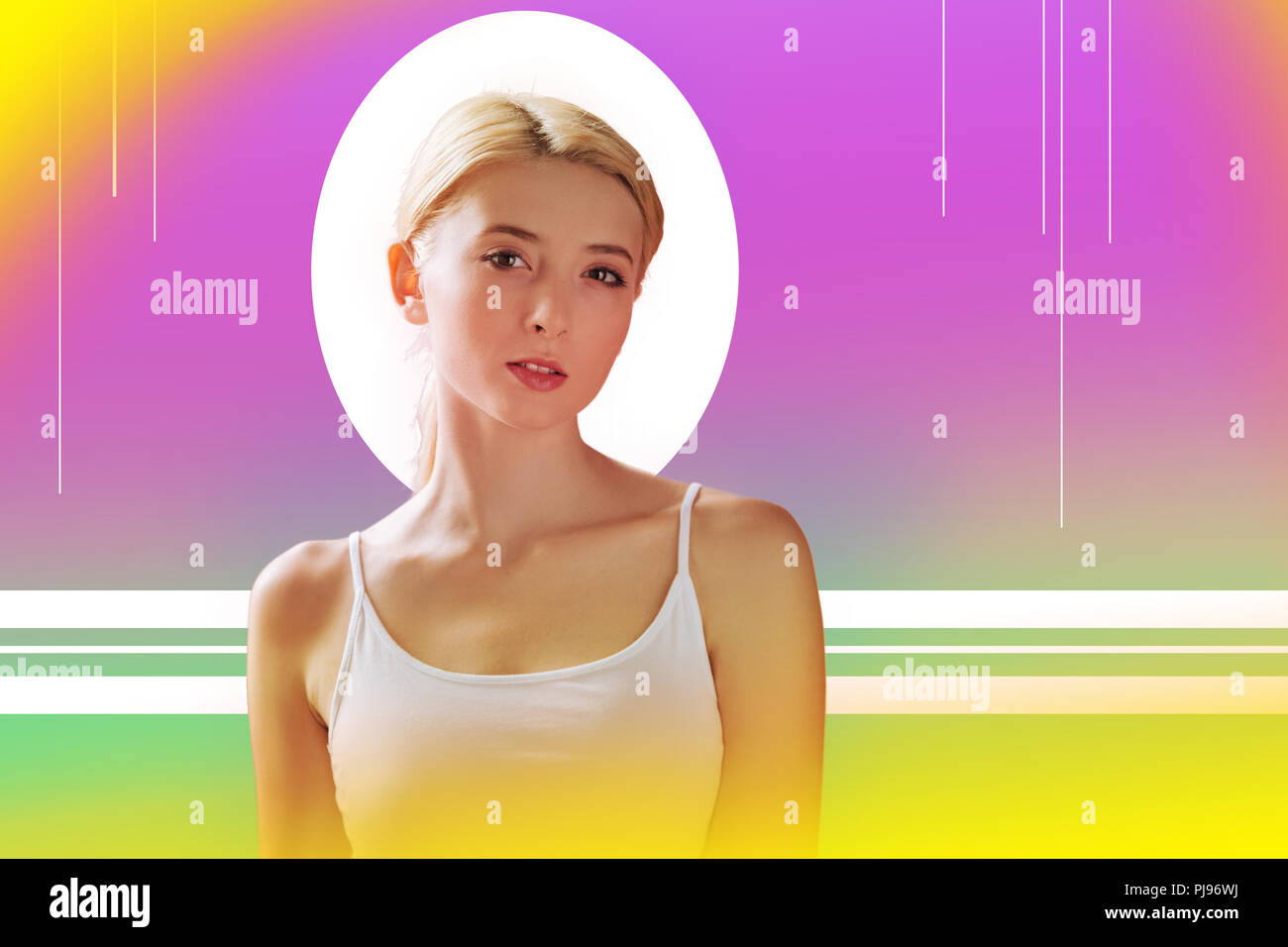 Romantic girl standing alone and thinking about her boyfriend Stock ...