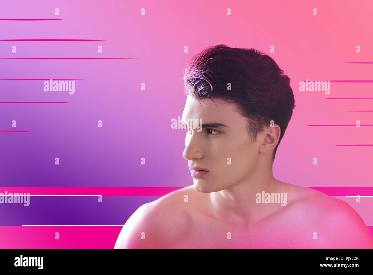 Emotional man looking into the distance and hoping for best Stock Photo ...