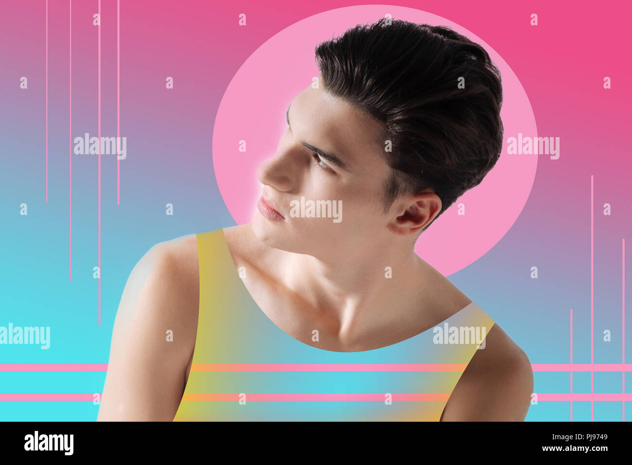 Nice thoughtful intelligent man looking in front of him Stock Photo - Alamy