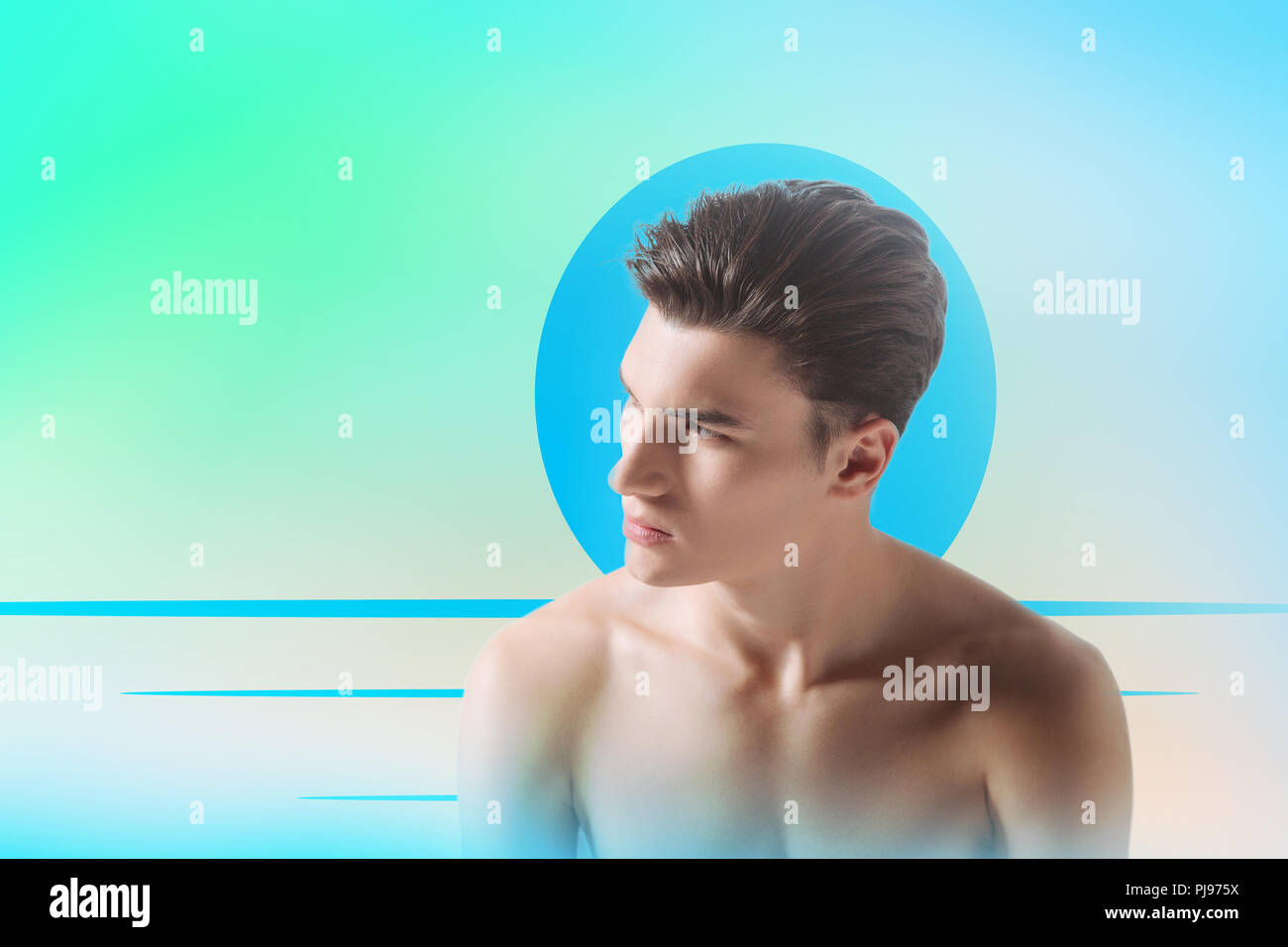 Close up man turning head hi-res stock photography and images - Alamy