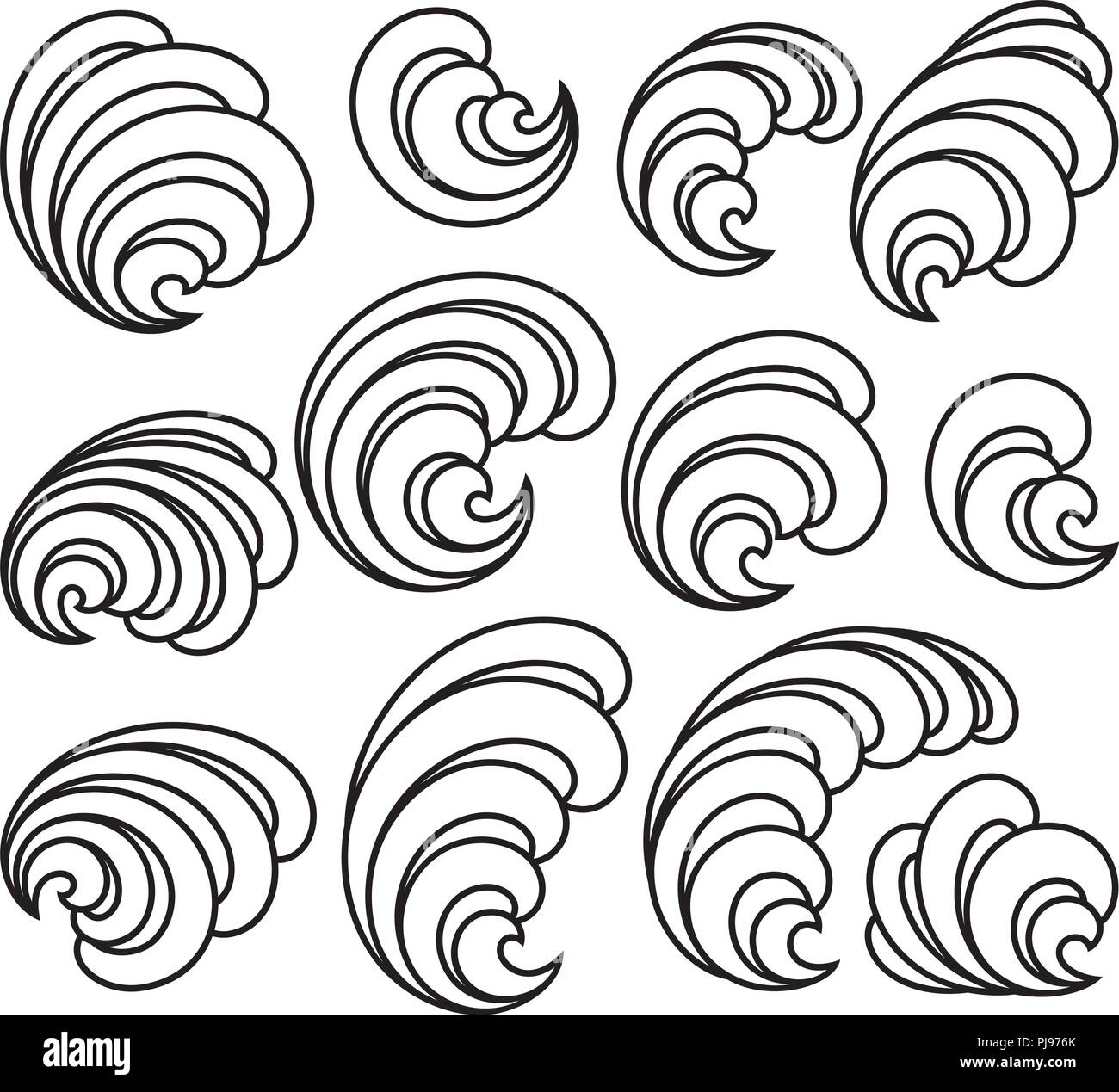 Set of Decorative Floral Curls. Vector Illustration Stock Vector Image ...