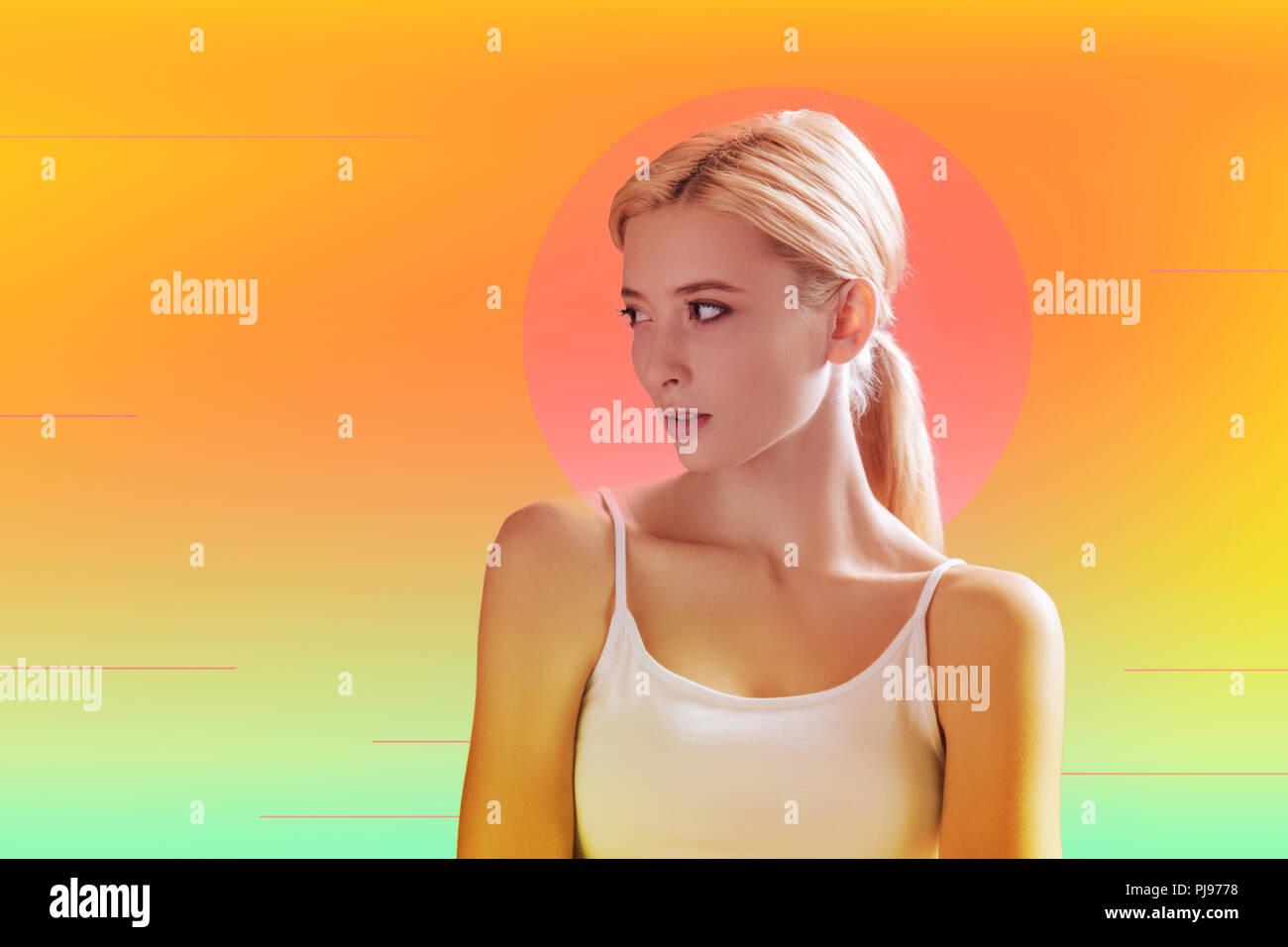 Attractive female millennial turning head hi-res stock photography and ...