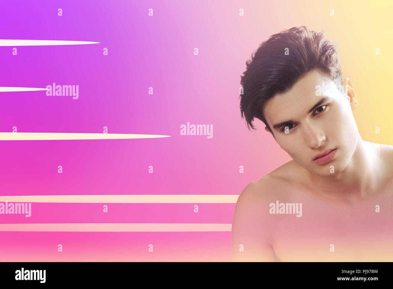 Attractive handsome man looking in front of him Stock Photo - Alamy