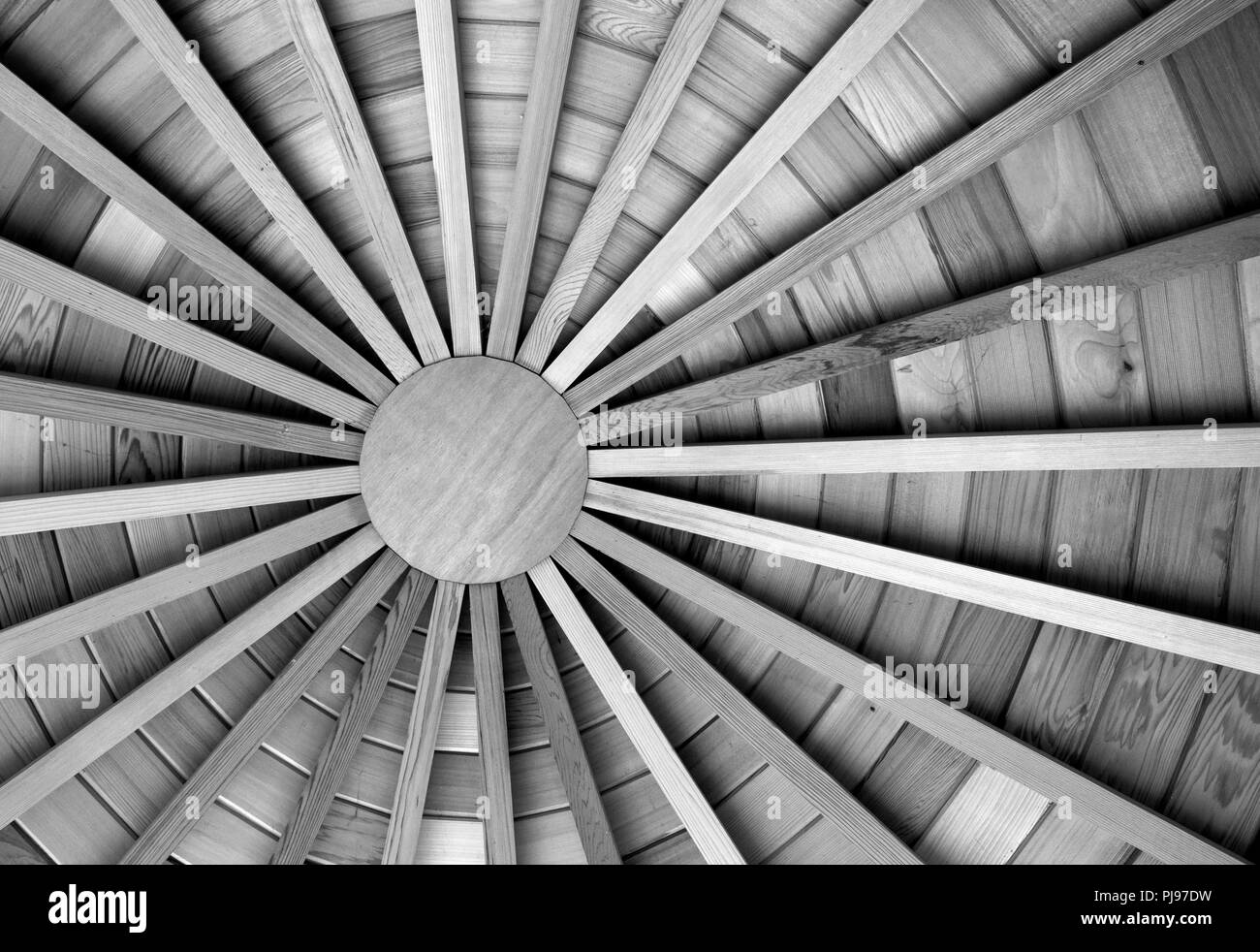 Starburst abstract pattern on wooden ceiling structure Stock Photo - Alamy