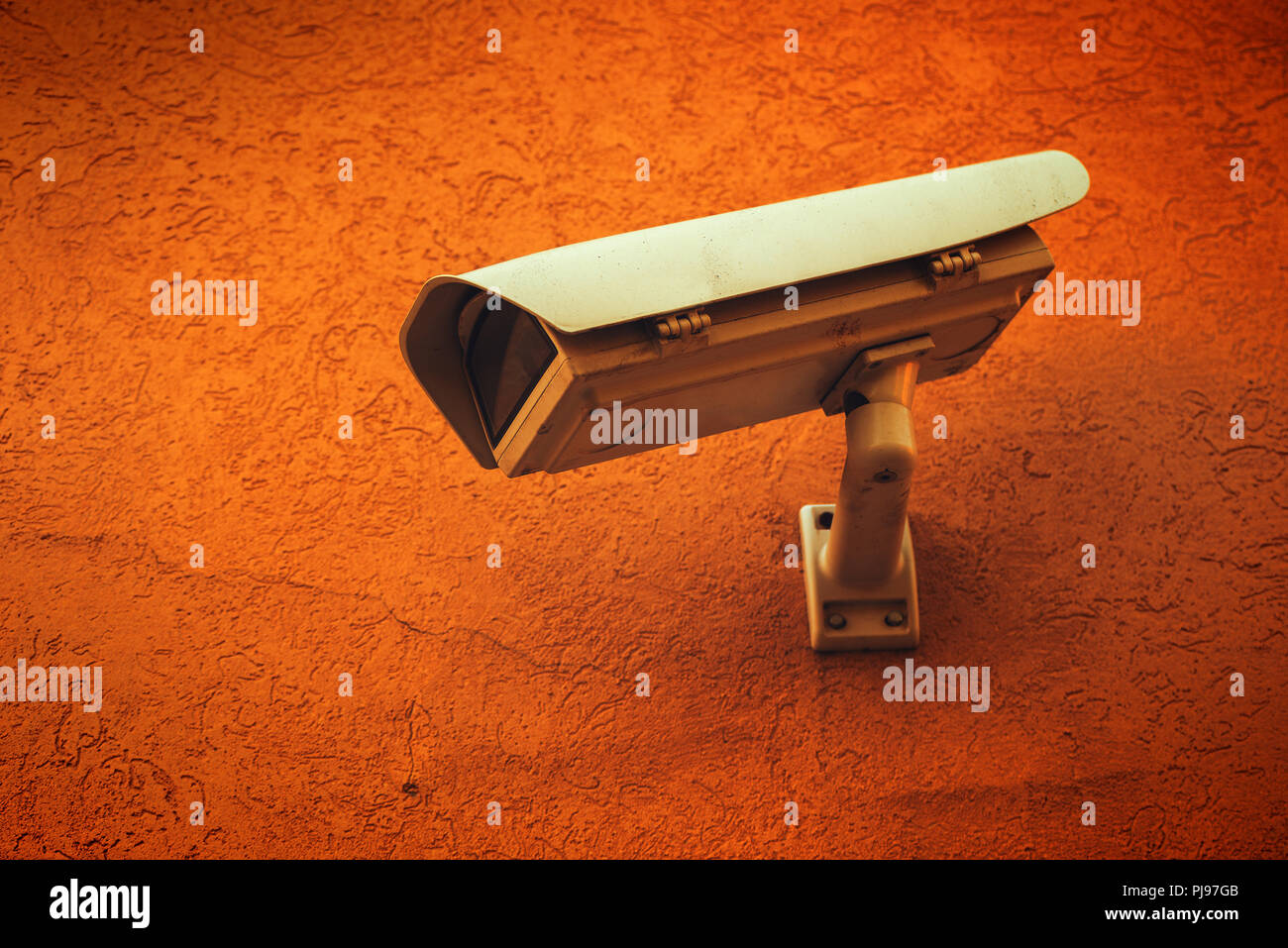 Surveillance CCTV camera in metal housing cover protective case Stock ...