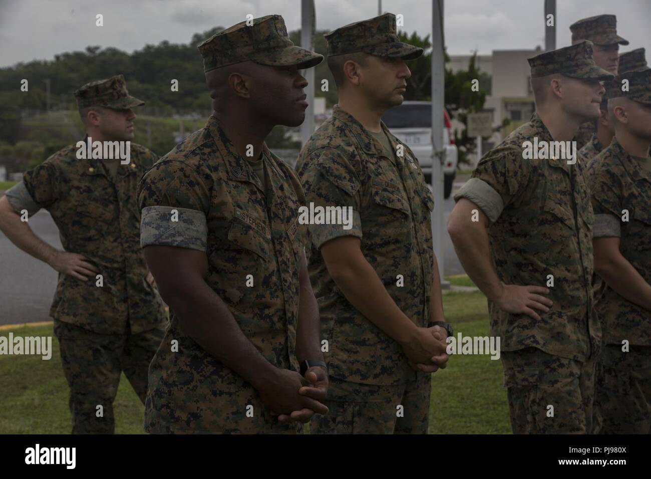 Gunnery Sgt. Matthew Stephens stands in a school circle at Camp Foster ...