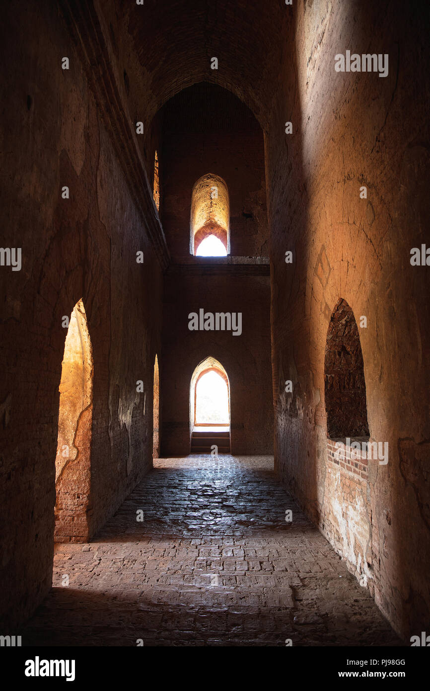 Interiors of the Dhammayangyi temple, Bagan valley, Myanmar (Burma ...