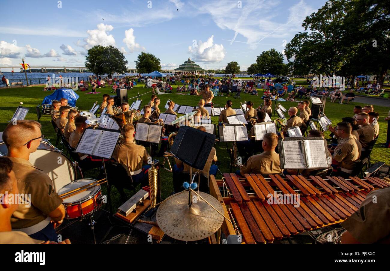 U.S. Marines with the 2nd Marine Aircraft Wing (MAW) Band perform ...
