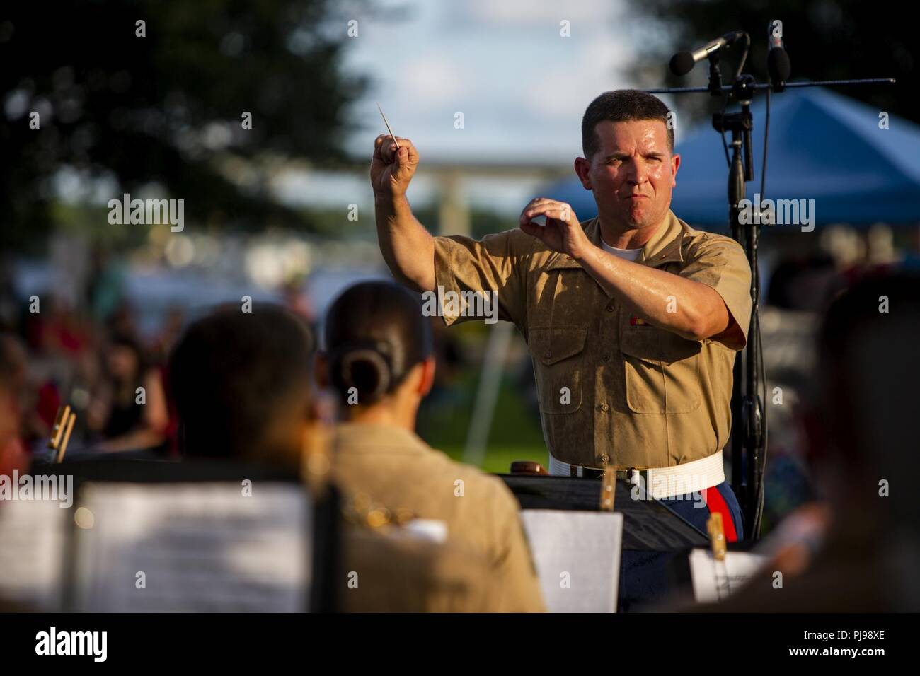 U.S. Marine Corps Warrant Officer Stephen Howell conducts the 2nd Marine Aircraft Wing (MAW ...