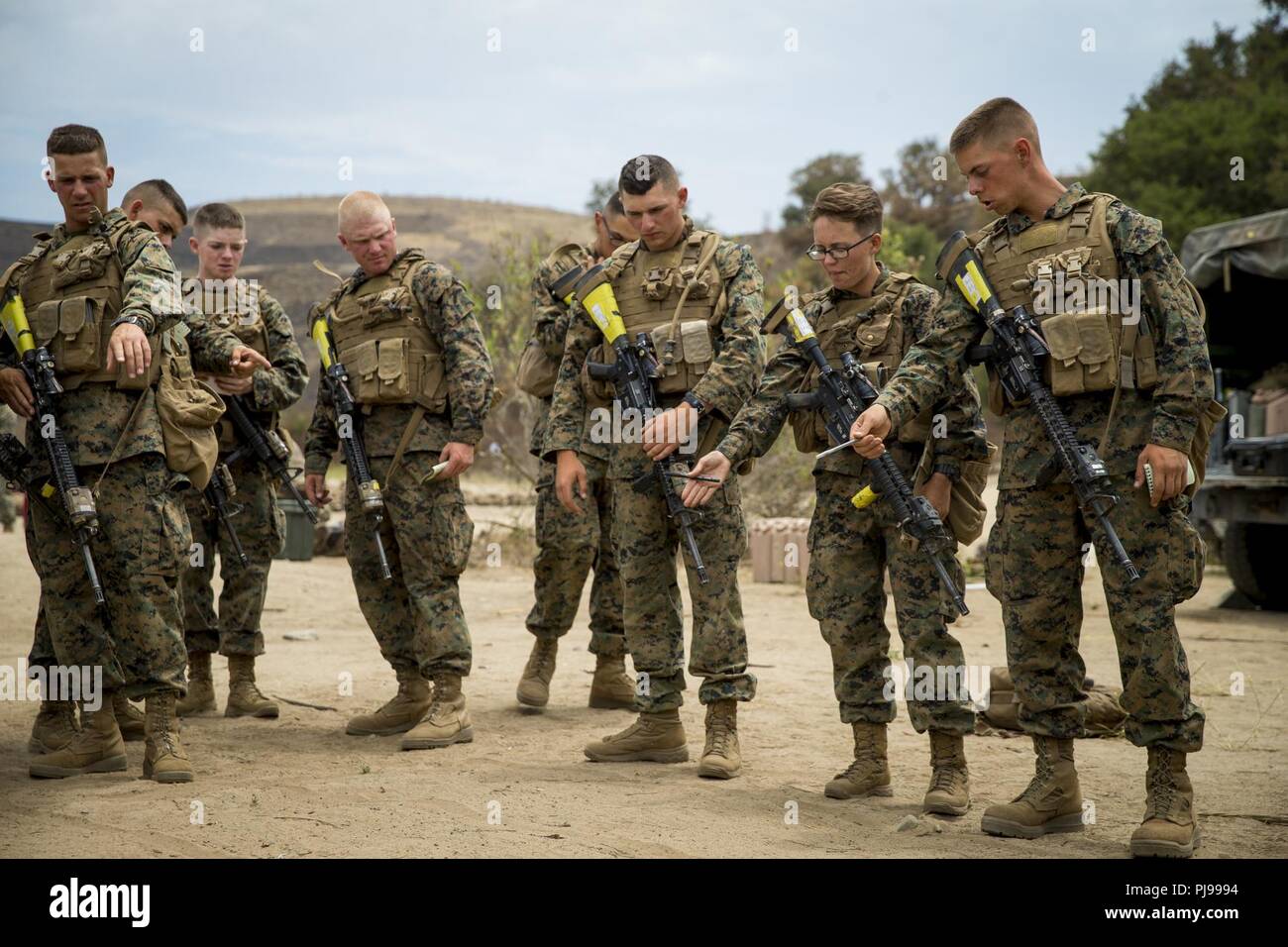 U.S. Marines with 3rd platoon, India Company, Marine Combat Training ...