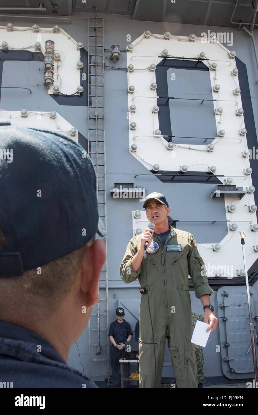 Va. (July 3, 2018) Capt. Craig Sicola, the executive officer of the ...
