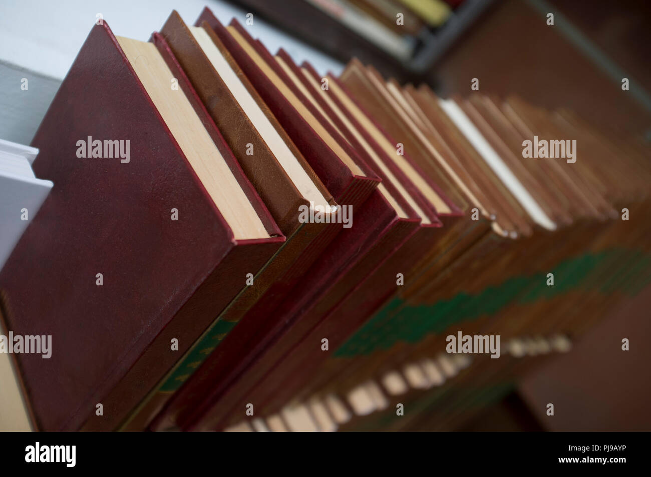 Used books top edge. Top view Stock Photo - Alamy