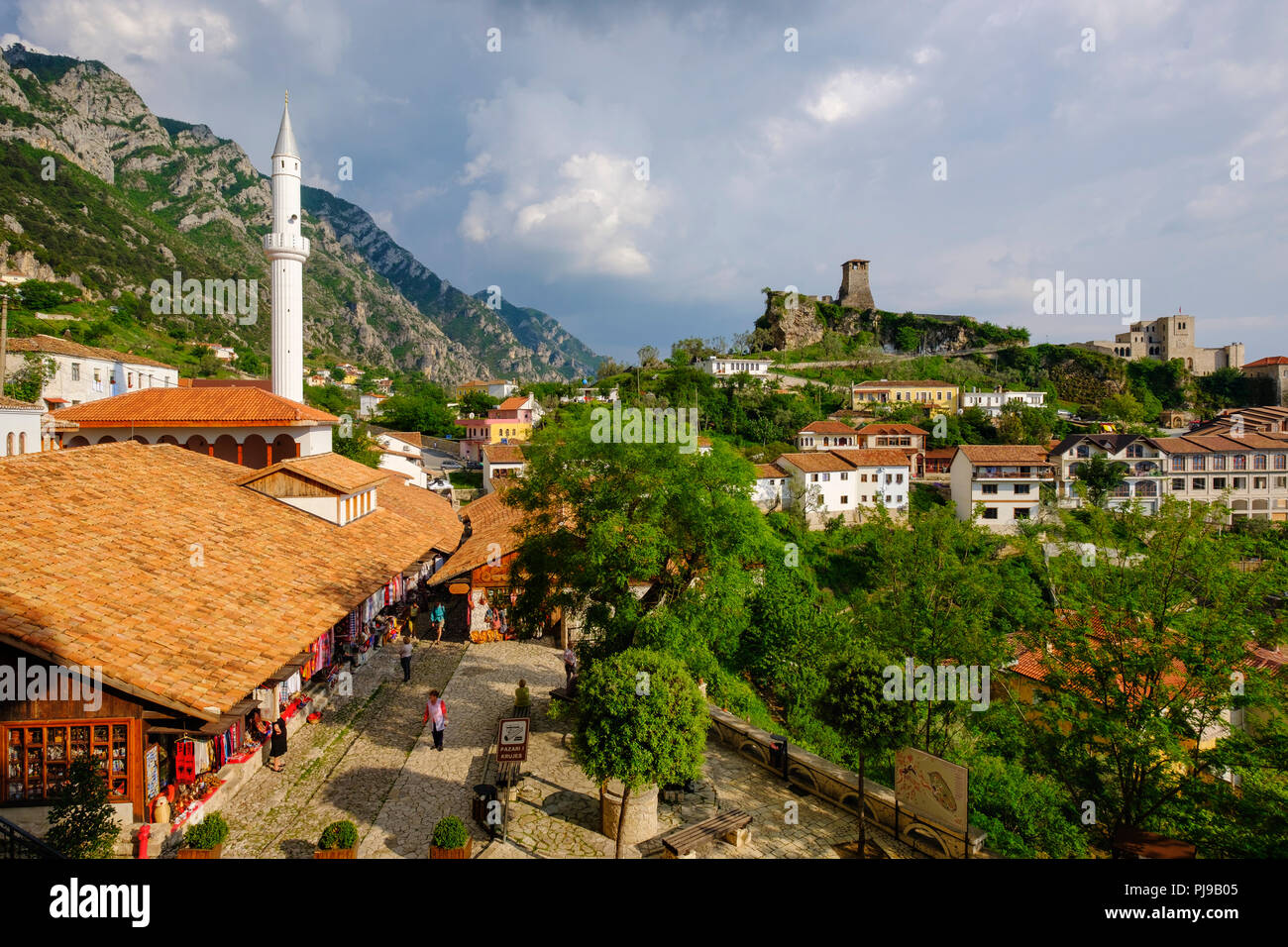 Bazaar Street, Bazaar Mosque (Xhamia e Pazarit), Fortress and ...