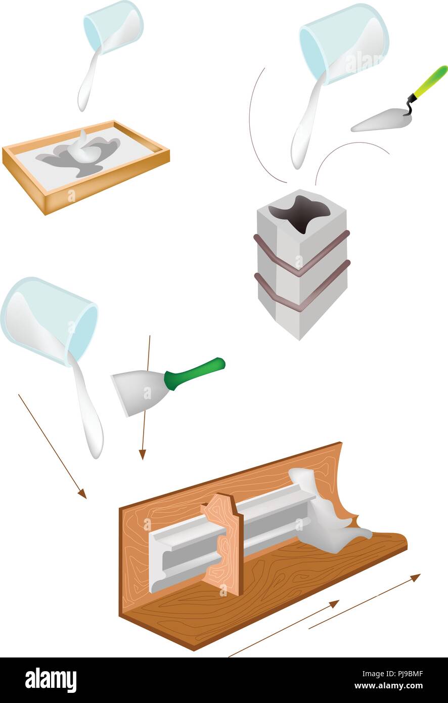 Artist Pouring Liquid Plaster of Paris, Rubber, Concrete or Resin in A ...